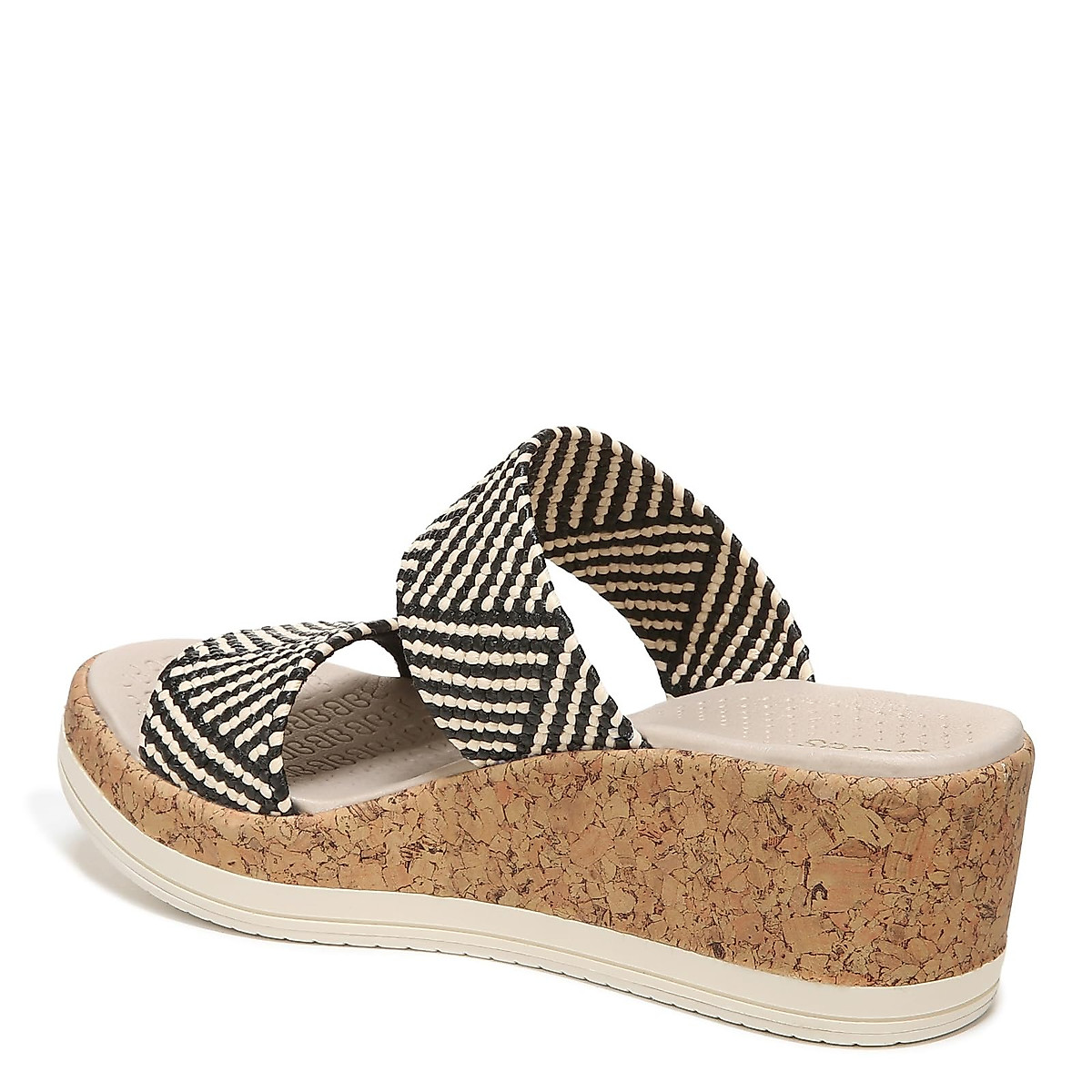BZees Womens Resort Cork Strappy Wedge Sandal, Black Natural, 7.5 Wide US