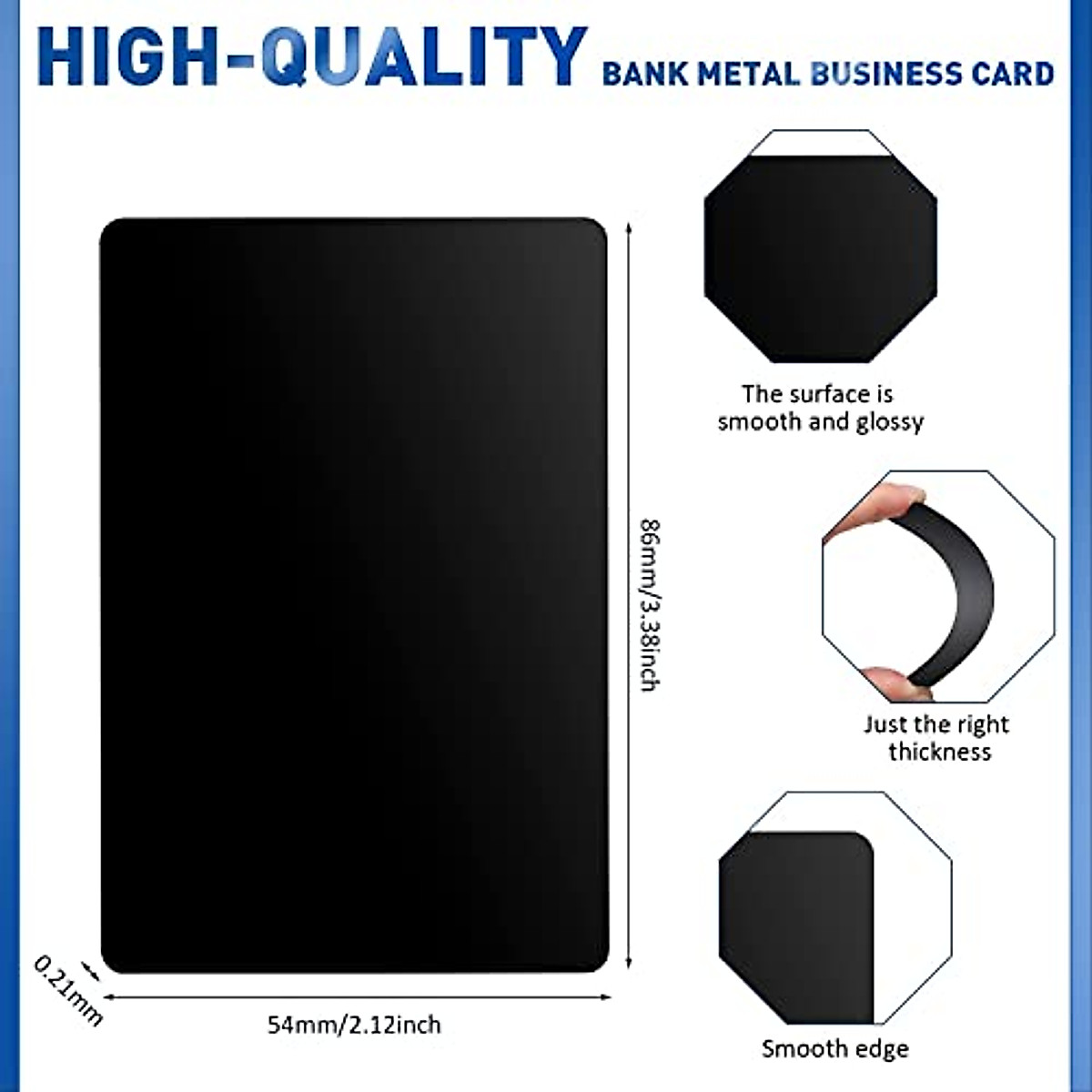 Marspark 300 Pieces Metal Engraving Blanks Multipurpose Aluminum Sheet Aluminum Business Card Blanks for CNC Engraver Laser Engraving DIY Cards, Thickness 0.21 mm/ 0.01 inch (Black)