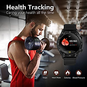 Bebinca GT2 Pro Smart Watch for Men (Make/Receive Call), SpO2/Real-time Heart Rate/Sleep Monitor/Voice Assistant Fitness Tracker, Built-in MP3 for iPhone Samsung Android Phones, Silicone Bands