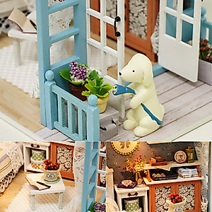 TuKIIE DIY Miniature Dollhouse Kit, 1:24 Scale Wooden Mini Doll House Accessories with Furniture for Kids Teens Adults(Forest Times)