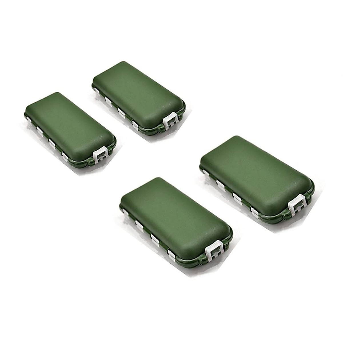 Toasis Small Fishing Tackle Box Hooks Swivels Sinkers Float Stops Storage Container (Olive-4pcs)