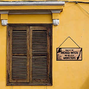 Home Of The Witch Sign, Halloween Wooden Hanging Sign, Home Fall Witch Hat Wood Sign Plaque for Front Door, Happy Halloween Porch Yard Decor Wall Art Sign, Indoor Outdoor Halloween Party Supplies-22