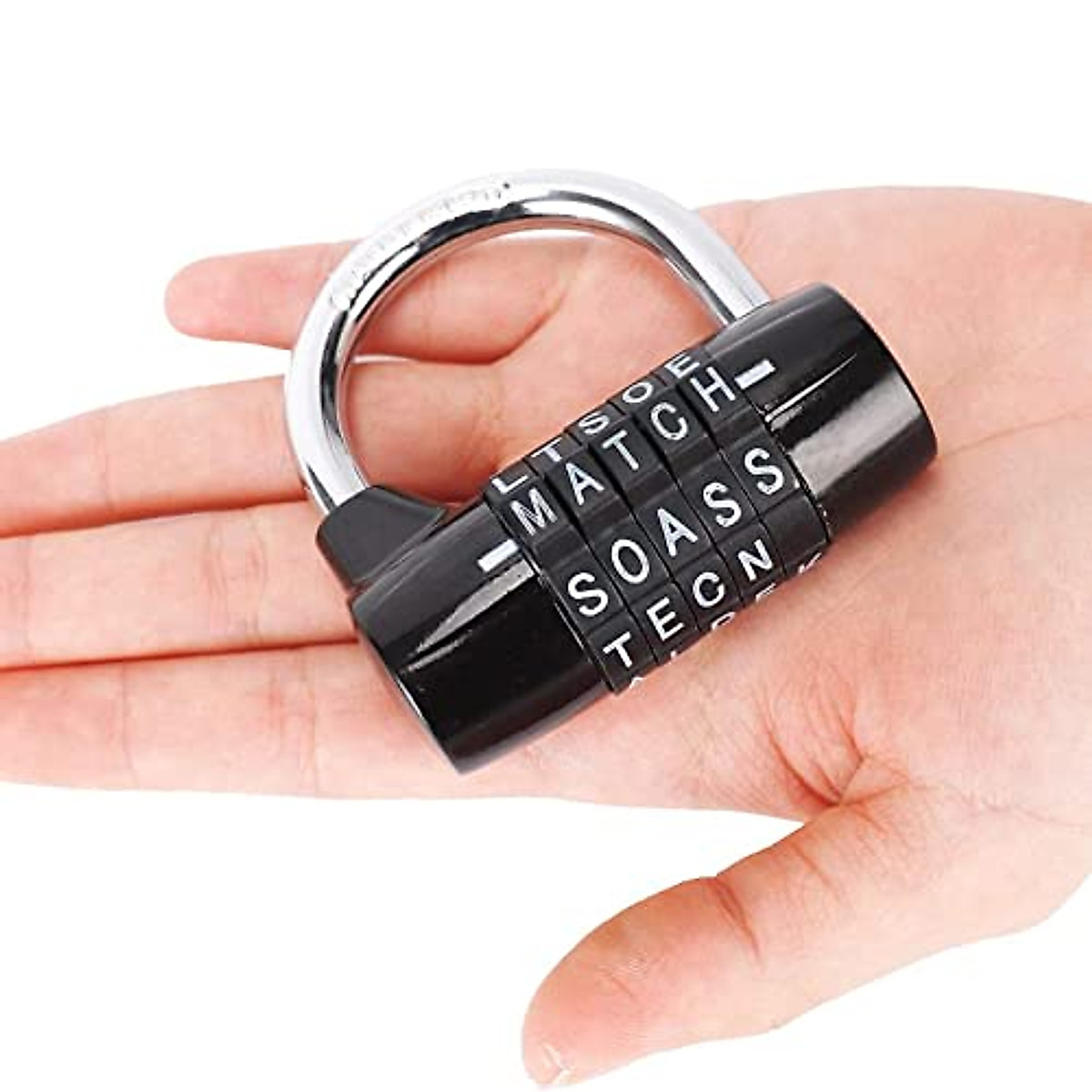 Gym Locker Lock,5 Letter Word Lock,5 Digit Combination Lock,Safety Padlock for School Gym Locker,Sports Locker,Fence,Toolbox,Case,Hasp Storage (Black)