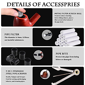 Tobacco Pipe Handmade Smoking Pipe Gift Box and Accessories including Pipe Cleaning Tool