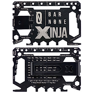 50 in 1 Credit Card Multitool Wallet Multi Tool Money Clip Clips Xtreme Ninja EDC Gerber Leatherman Knives Utility Knife Slim Wallets Minimalist Survival Everyday Carry | BAR NONE Xinja, Black