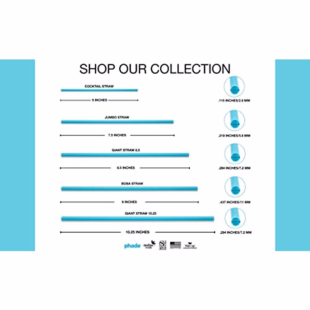 phade Eco-Friendly 7.75" Jumbo Drinking Straws, Un-wrapped 600 Count - Sustainable Marine Biodegradable, Compostable, 1 Pack