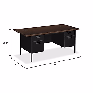 HON P3276MOP Double Pedestal Desk, 72-Inch x36-Inch x29-1/2-Inch, Mocha/BK