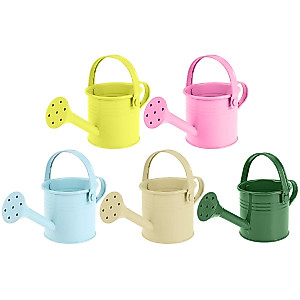 Hemoton Metal Watering Can, 5pcs Simple Kids Watering Can, Children Garden Watering Bucket Iron Watering Tin Can Sprinkling Kettle for Garden Plants Flower 5.9x2.95x2.95 in (Mixed Color)