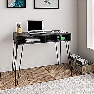 Novogratz Athena Computer Storage, Black Marble Desk