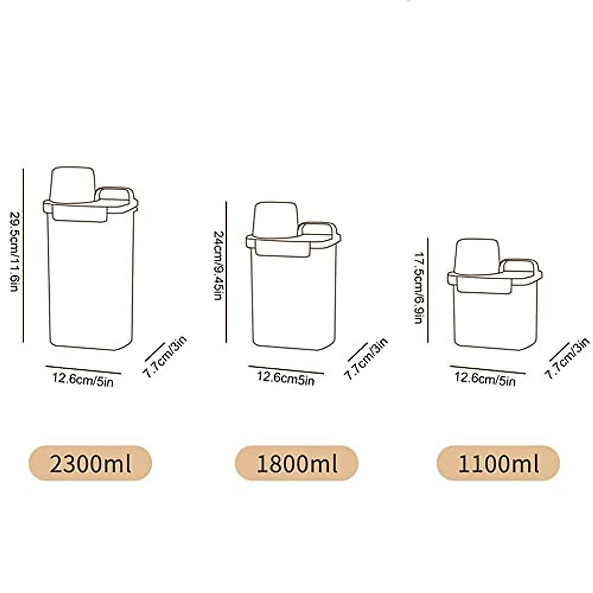 CHDHALTD 1100ml/1800ml/2300ml Laundry Detergent Dispenser, Washing Powder Container Airtight Storage Bucket Laundry Detergent Powder Box(M)