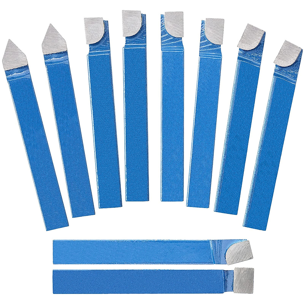 SENDUO 10PCS 1/4" Metal Lathe Tooling Carbide Tip Tipped Cutter Tool,C6 Bit Cutting Set,for Metal Lathe Turning, Boring, and Chamfering