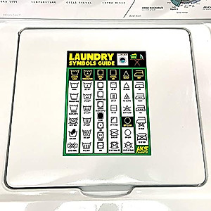 Laundry Symbols Guide Magnet - Extra Large Easy to Read 8.5” x 11” Clothing Care Instruction Cheat Sheet – Washing, Drying, Ironing & Bleaching Accessory - Functional Modern Laundry Room Art Decor