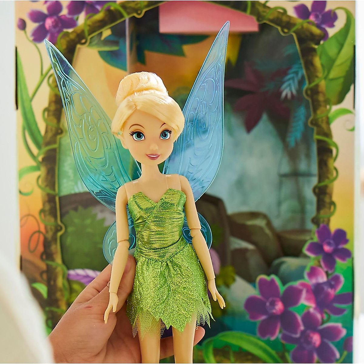 Disney Store Official Princess Story Doll - Tinker Bell from Peter Pan, 11 Inches, Includes Coloring Area and Additional Dress, Classic Outfit, Perfect for Girls