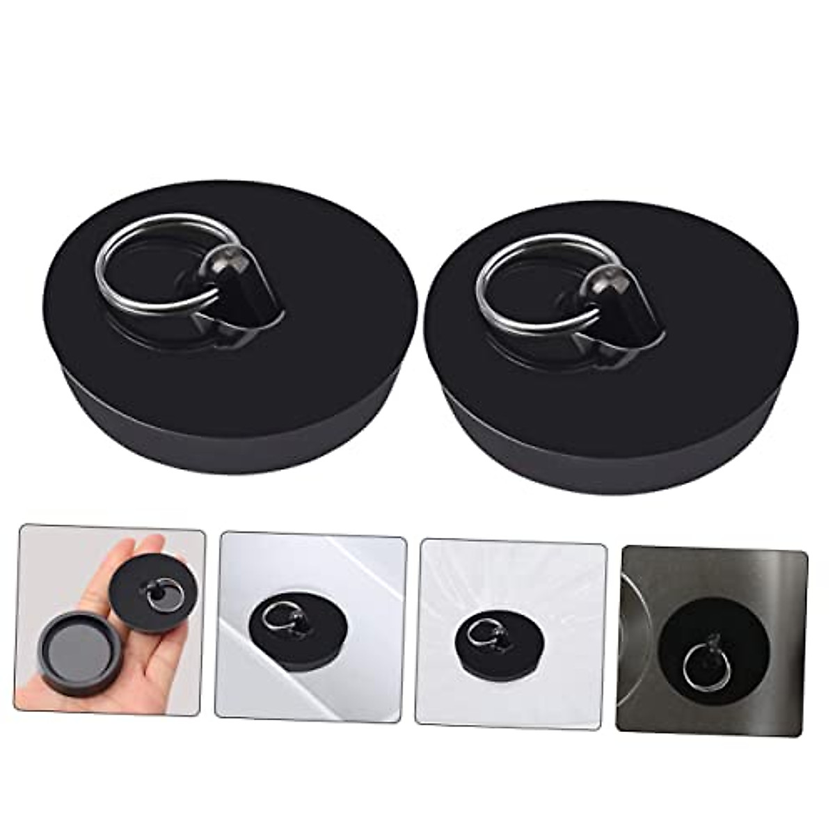 CAXUSD 4pcs Rubber Sealing Cap Suction Sink Stopper Sink Strainer Plug Drain Bath Plug Bathtub Plug Kitchen Sink Stopper Bathtub Drain Cover Bathtub Stopper Shower Stopper PVC Black