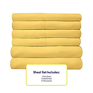 King Size Bed Sheets - 6 Piece 1500 Supreme Collection Fine Brushed Microfiber Deep Pocket King Sheet Set Bedding - 2 Extra Pillow Cases, Great Value, King, Yellow