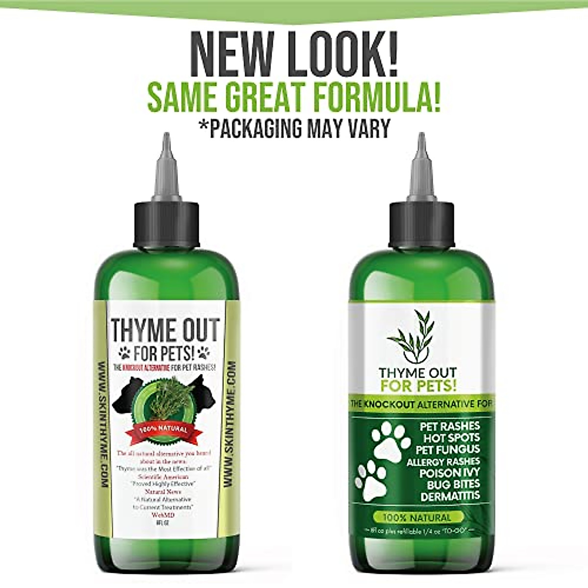 Thyme Out for Pets (8oz) - Natural Dog and Cat Itch Relief & Skin Treatment for Itchy Paws and Ringworm - Yeast Infection, Dandruff and Hot Spot Spray for Dogs - All Natural, Organic Blend