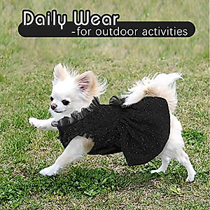Kuoser Dog Dresses for Christmas Wedding Birthday Party, Small Medium Dogs Dress Puppy Costume with Bow-Knot, Cute Pet Clothes Cat Apparel, Black Medium