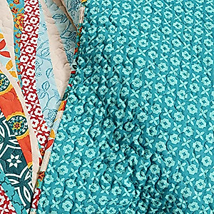 Lush Decor Hailey Watercolor Wave Reversible Cotton Throw Blanket, 60" x 50", Turquoise