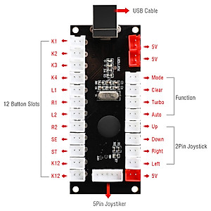 Reyann Zero Delay Arcade USB Encoder Pc to Joystick for Mame Jamma & Other Pc Fighting Games for American Style Arcade Joystick & HAPP Style Arcade Buttons