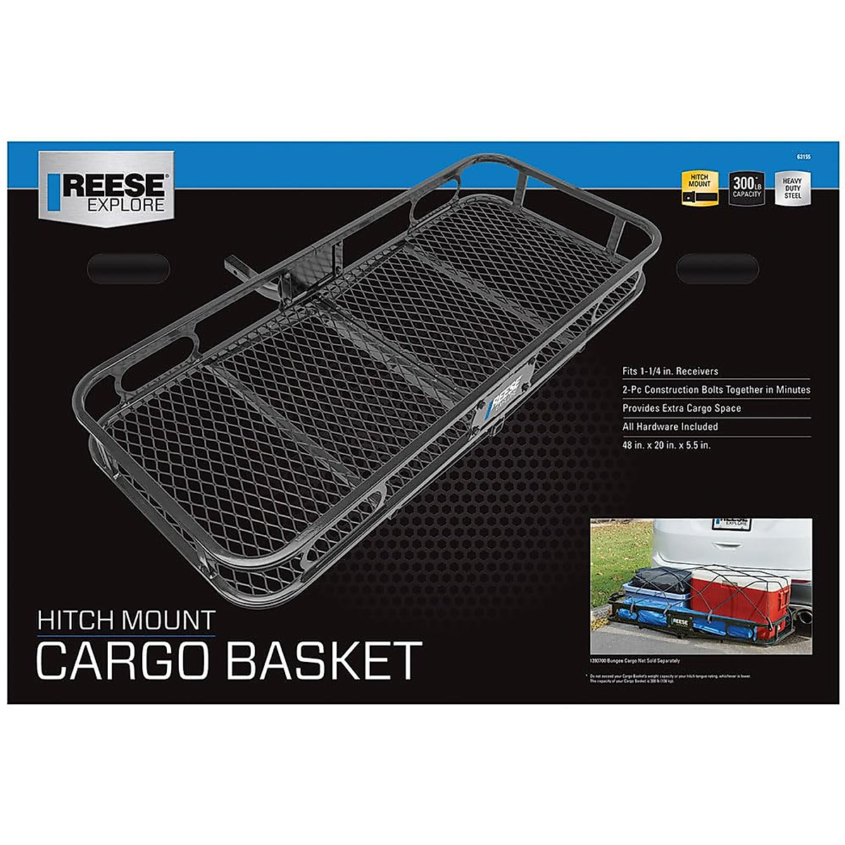 Pro Series 63155 Rambler Hitch Cargo Carrier for 1-1/4” Receivers, Black
