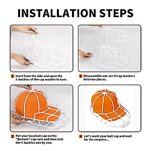 LOTBTRII Hat Washers, 1 Pack Baseball Hat Cleaners Cap Washer, Fit for Adult/Kid's Hat Washer Frame Cage, Hat Protector Racks for Washing Machine, White