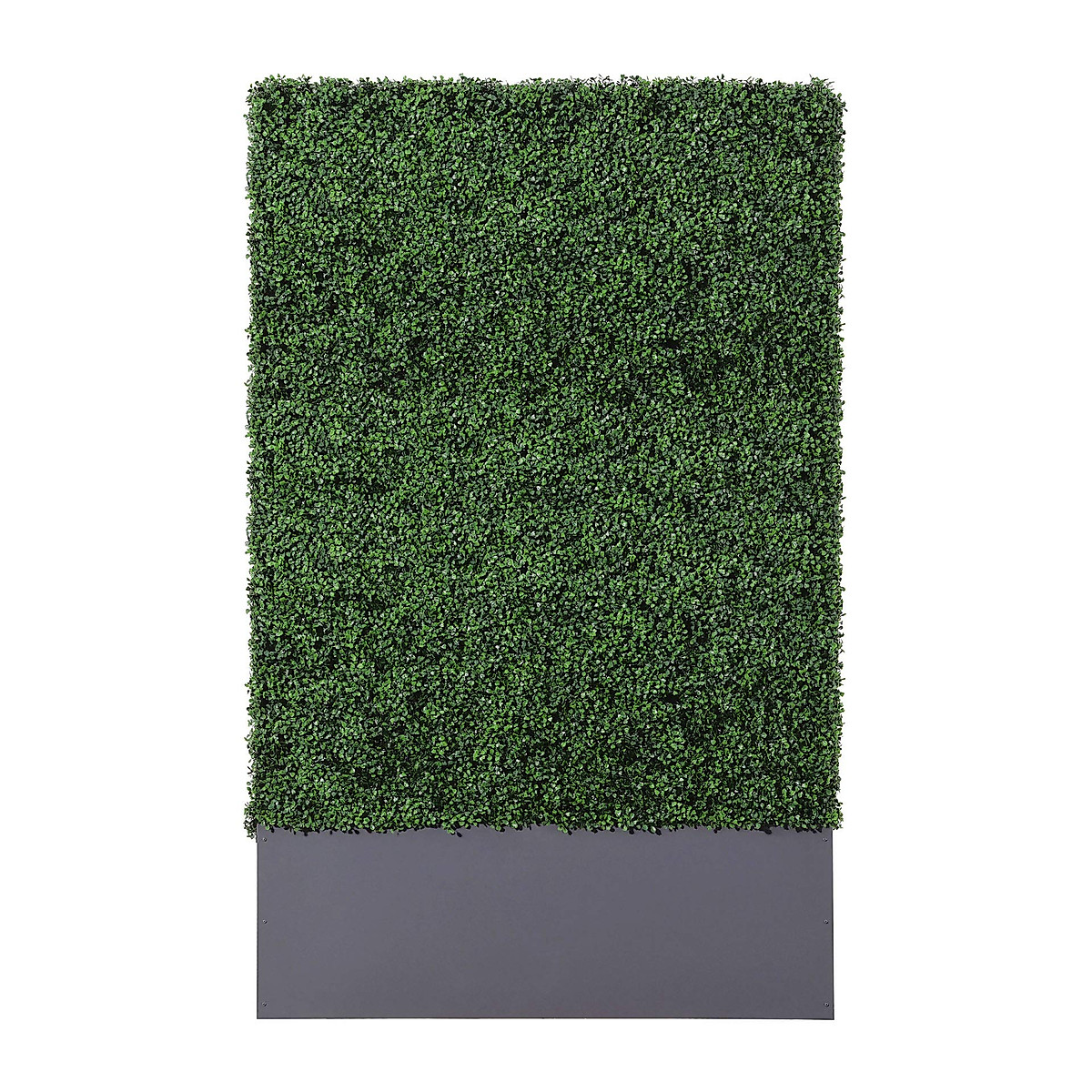 AGPL Upgraded Artificial Boxwood Hedge Wall with Dark Gray Stainless Steel Planter Box (79" Height 48" Width 12" Deep) Room Divider and Privacy Wall (79)