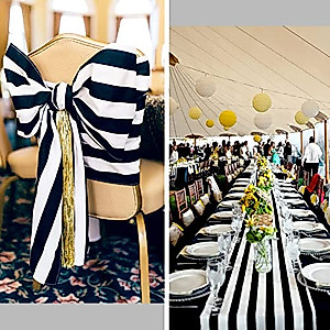 10 Pack Striped Table Runner Polyester Table Decor Classic Black and White Striped Table Runner Modern Elegant Design for Indoor Outdoor Events Banquet Party Wedding (12 x 72 Inch)
