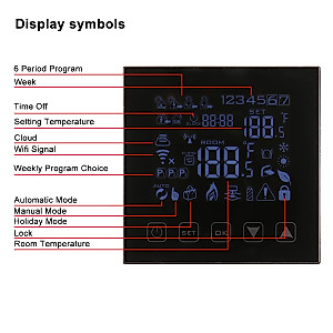 Wengart® WiFi Smart Thermostat WG603,Heat Only AC90-240V Max3A 2.4GHz Wi-Fi APP TUYA for Radiant Floor Heating,Compatible with Alexa Echo/Google Home Black