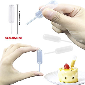 Cupcakes Pipettes 100pcs 4ml Disposable Squeeze Transfer Pipettes Dropper Liquor Injectors for Strawberrys,Cupcakes,Dessert
