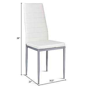 COSTWAY PU Leather Dining Side Chairs, White