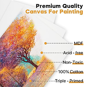 Conda Canvases for Painting 12 x 12 inch, 14 Pack, Blank White Canvas Boards, Primed, 100% Cotton, Quality Acid Free Artist Canvas Panels for Acrylics Watercolor & Oil Painting