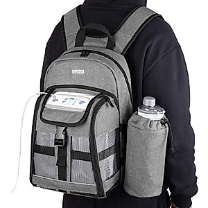 CURMIO Portable Oxygen Concentrator Backpack, POC Carrying Bag Compatible with Inogen, OxyGo and Caire Units, Bag Only, Gray (Patented Design)