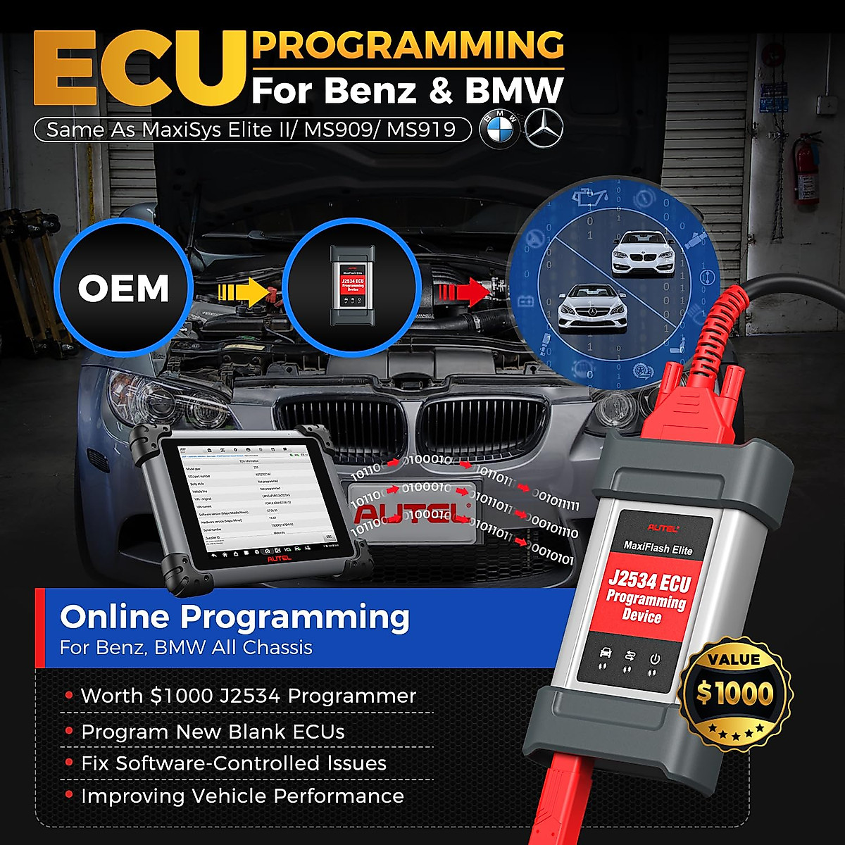 Autel MaxiSys MS908S PRO II Scanner w/ $60 MV108S, J2534 ECU Programming Coding as Elite II PRO/ MS909/ MSUltra, AutoScan 2.0, Upgraded of MK908P/ MS Elite/ MS908S Pro, 36+ Services, Active Tests, FCA