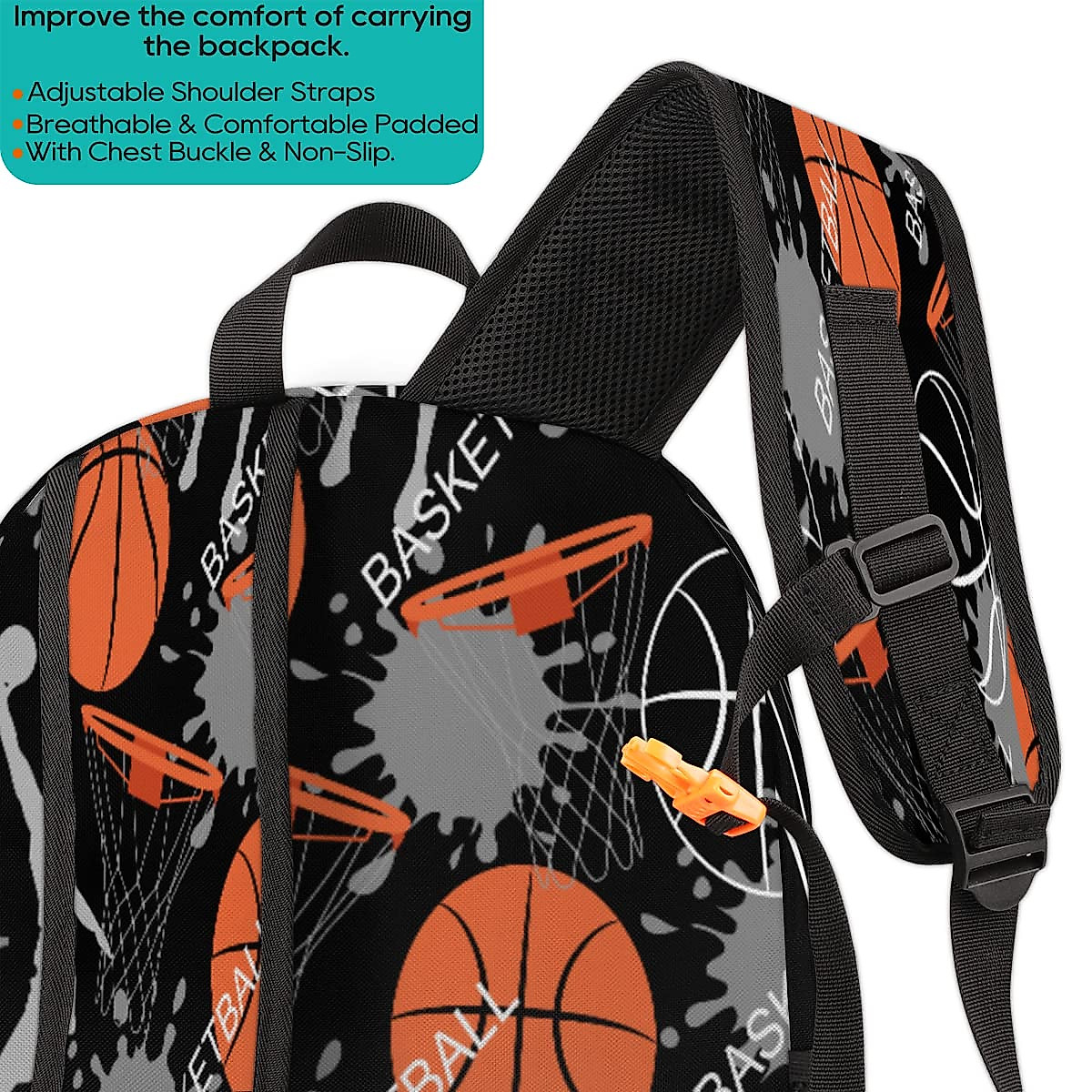 Pardick Basketball Slam Duck School Backpacks for Girls Boys Teens Students - Stylish College Schoolbag Book Bag - Water Resistant Travel Backpacks for Women Men
