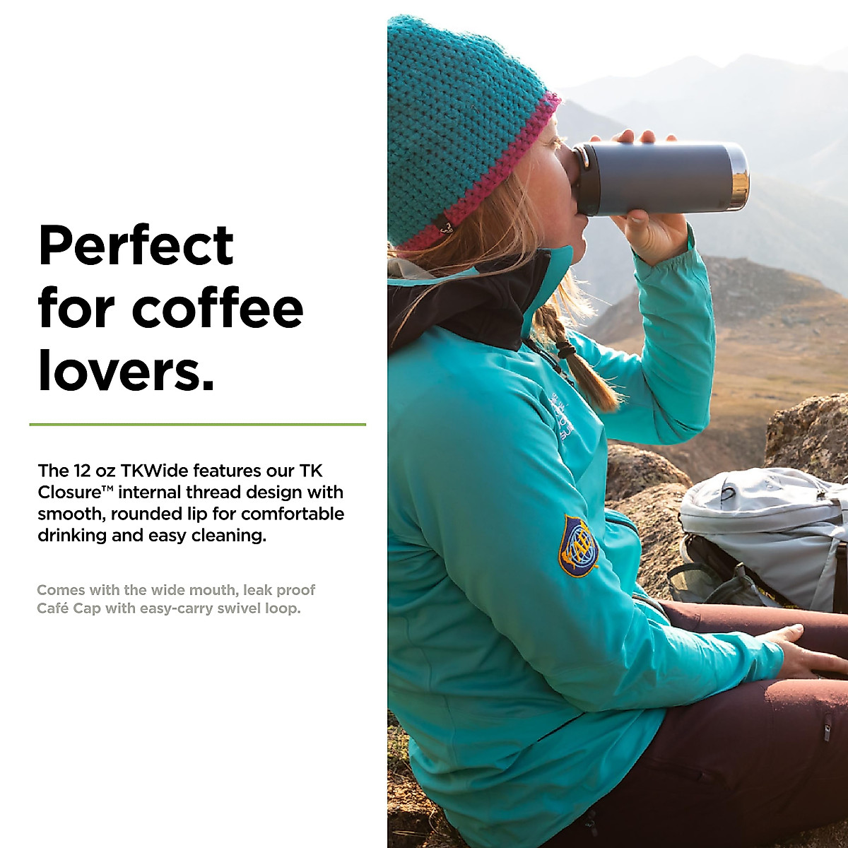 Klean Kanteen 12oz TKWide Insulated Water Bottle with Twist Cap - Real Teal