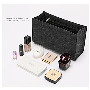 Lckaey Purse Organizer insert for book tote insert book medium tote insert 2008black grey-L