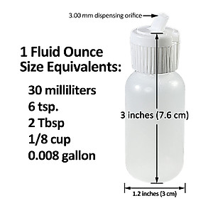 510 Central Boston Round LDPE Plastic Bottle Flip Top Pour Spout Cap 30mL (1oz, 4 Pack) Made in USA