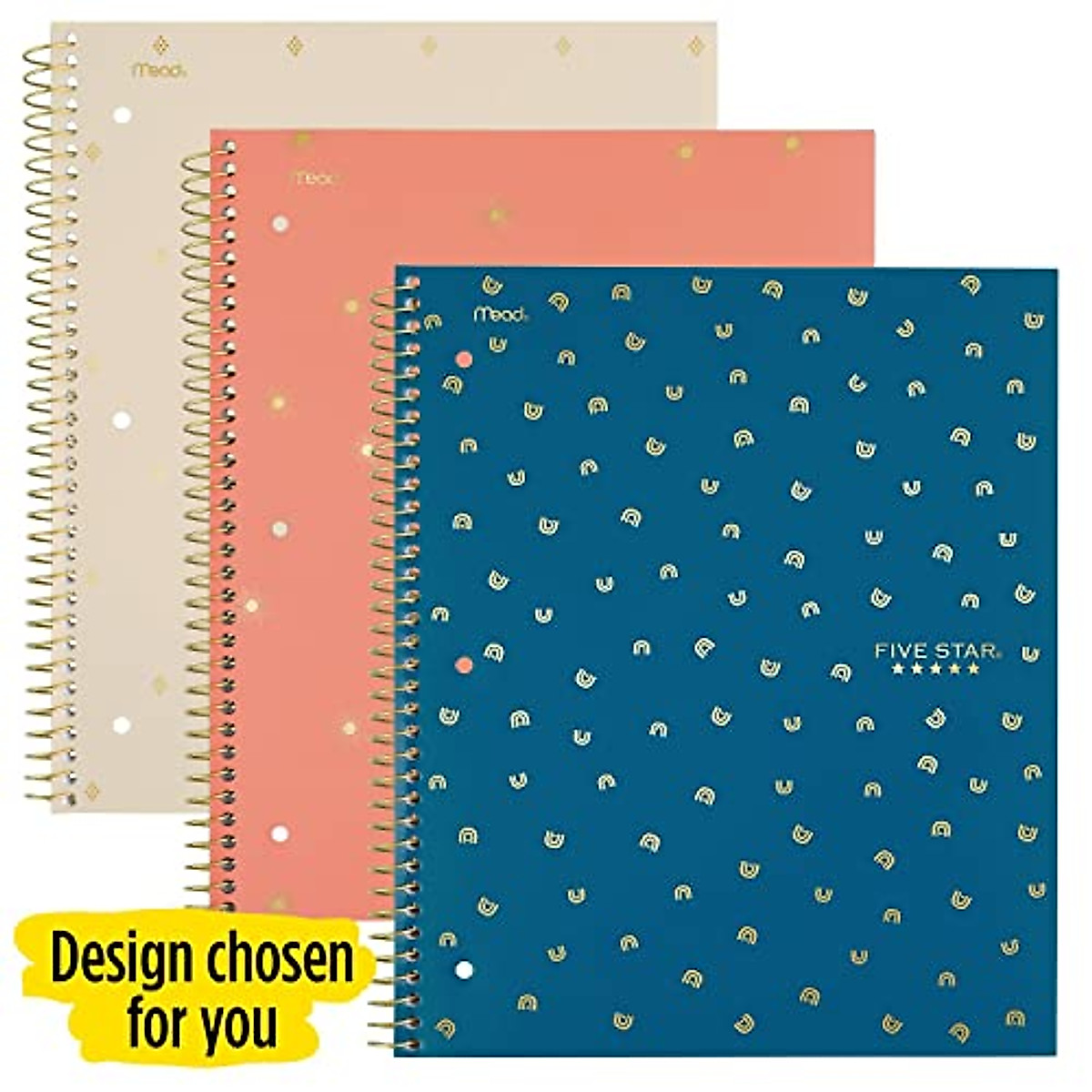 Five Star Style Spiral Notebooks + Study App, 1-Subject, College Ruled Paper, 80 Sheets, 11" x 8-1/2", Design Chosen For You, 1 Count (820156F)