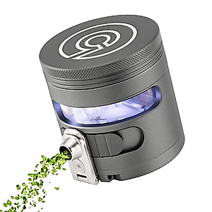 Tectonic9 Herb Grinder Automatic Electric Herbal Spice Dispenser Large 2.5" Aluminum Alloy (Grey), for HOME & KITCHEN ONLY