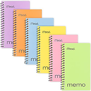 Mead Small Notebook, 12 Pack of Small Spiral Notebook, 3x5 " College Ruled Memo Book Wirebound 60 Sheets, Pastel Colors of Mini pocket memo pad in Bulk pack