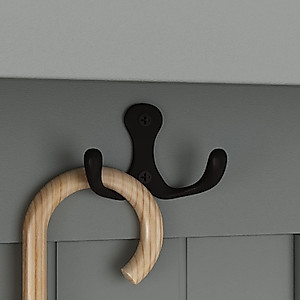 Homsee Modern Hall Tree with Storage Bench, 4-in-1 Entryway Bench with Coat Rack, Tall Hall Tree with 4 Metal Double Hooks, Shelves & 2 Drawers for Hallway, Living Room, Grey