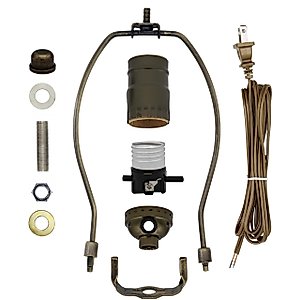 Creative Hobbies® ML93HA Antique Brass Finish Make-A-Lamp Kit with All Parts Needed and Instructions for DIY Lamp Design or Repair