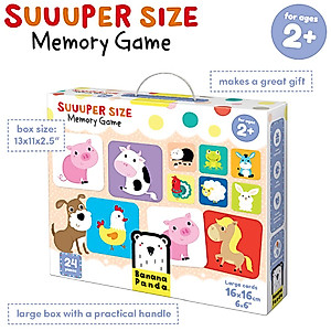 Banana Panda Suuuper Size Memory Matching Kids Game - includes 24 Extra-Large 6” x 6” Cards - Match The Animals or Use as Flashcards - for Toddlers, Boys & Girls, ages 2-4 years