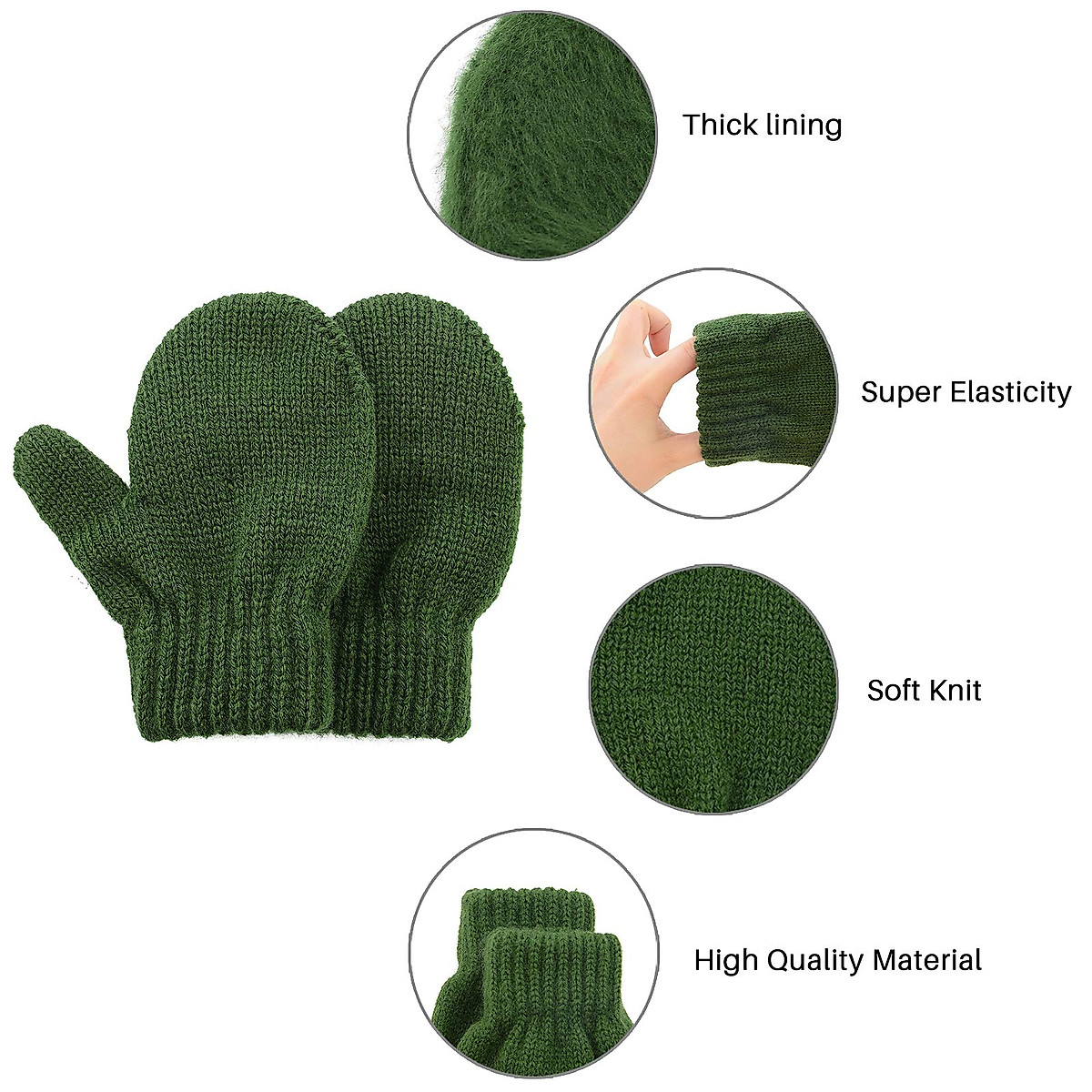 Kids Winter Toddler Mittens Multicolor Soft Knitted Gloves Thick Cold Protection Mitten Color Set 3