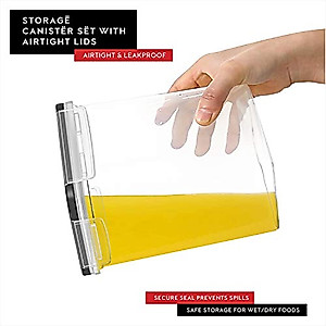 DWËLLZA KITCHEN Airtight Food Storage Container Set - 8 Pieces 1.4L - Plastic BPA Free Kitchen Pantry Storage Containers - Dishwasher Safe - Include 8 Labels - Keeps Food Fresh & Dry