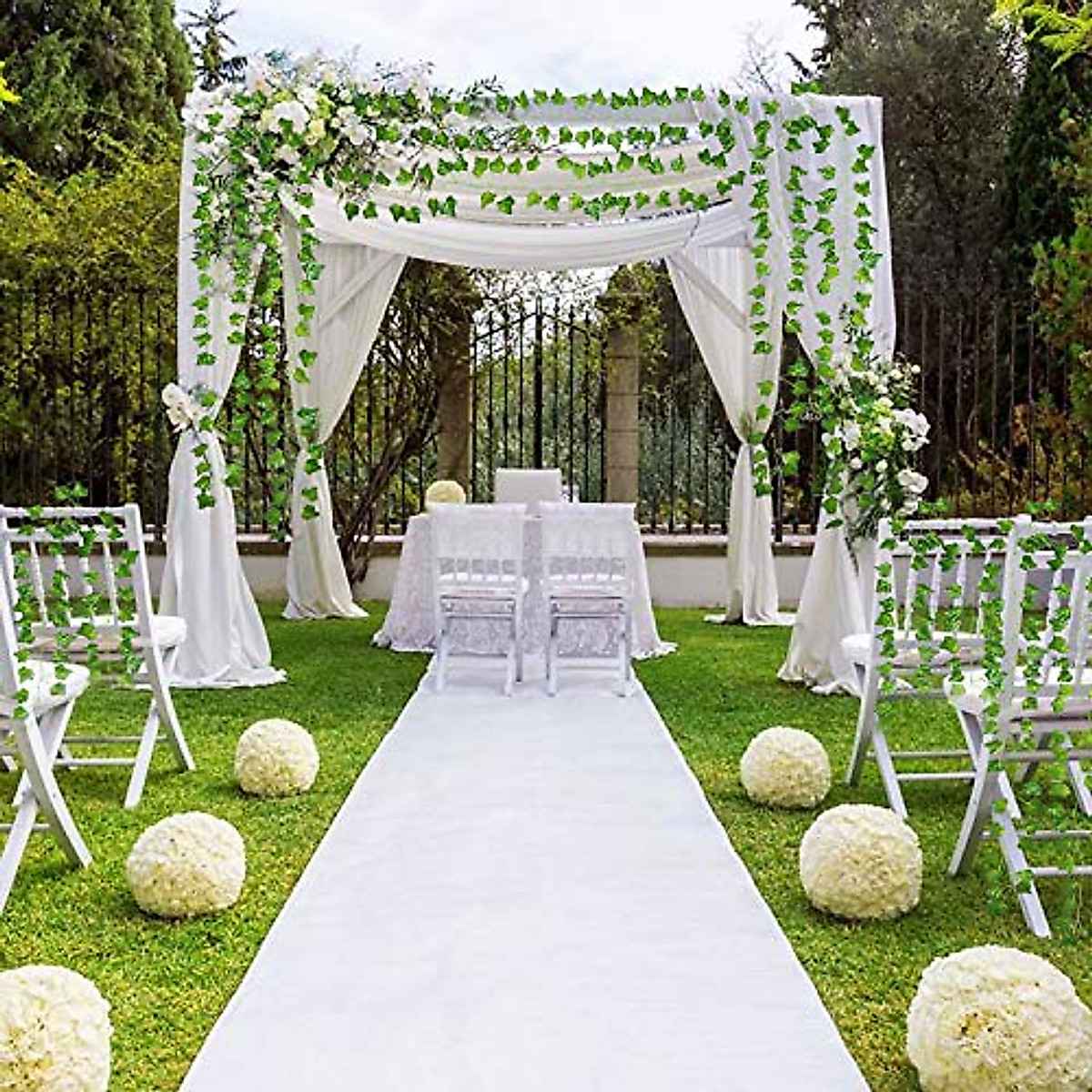 Zuvas 36 Pcs 252Ft Vines - Fake Vines Leaves, Artificial Ivy Garland, Hanging Vines - Vine Plants with Cable Tie - Fake Ivy for Wedding Party Garden Greenery Decor Outdoor Indoor Wall Decoration