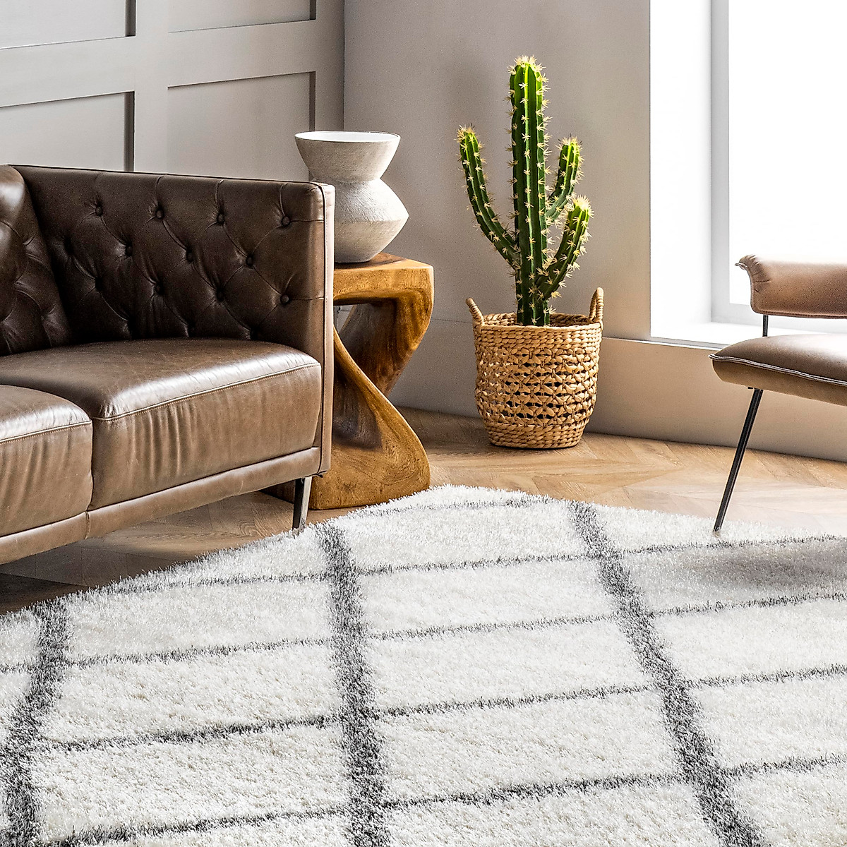 nuLOOM Machine Made Diamond Shag Area Rug, 5x8, Gray