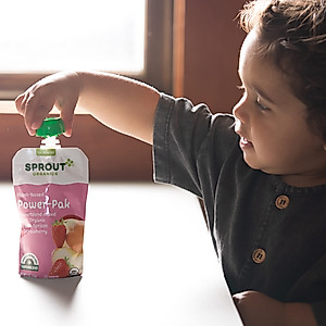 Sprout Organic Baby Food, Stage 4 Toddler Pouches, Apple Apricot & Strawberry Power Pak, 4 Oz, Pack of 12