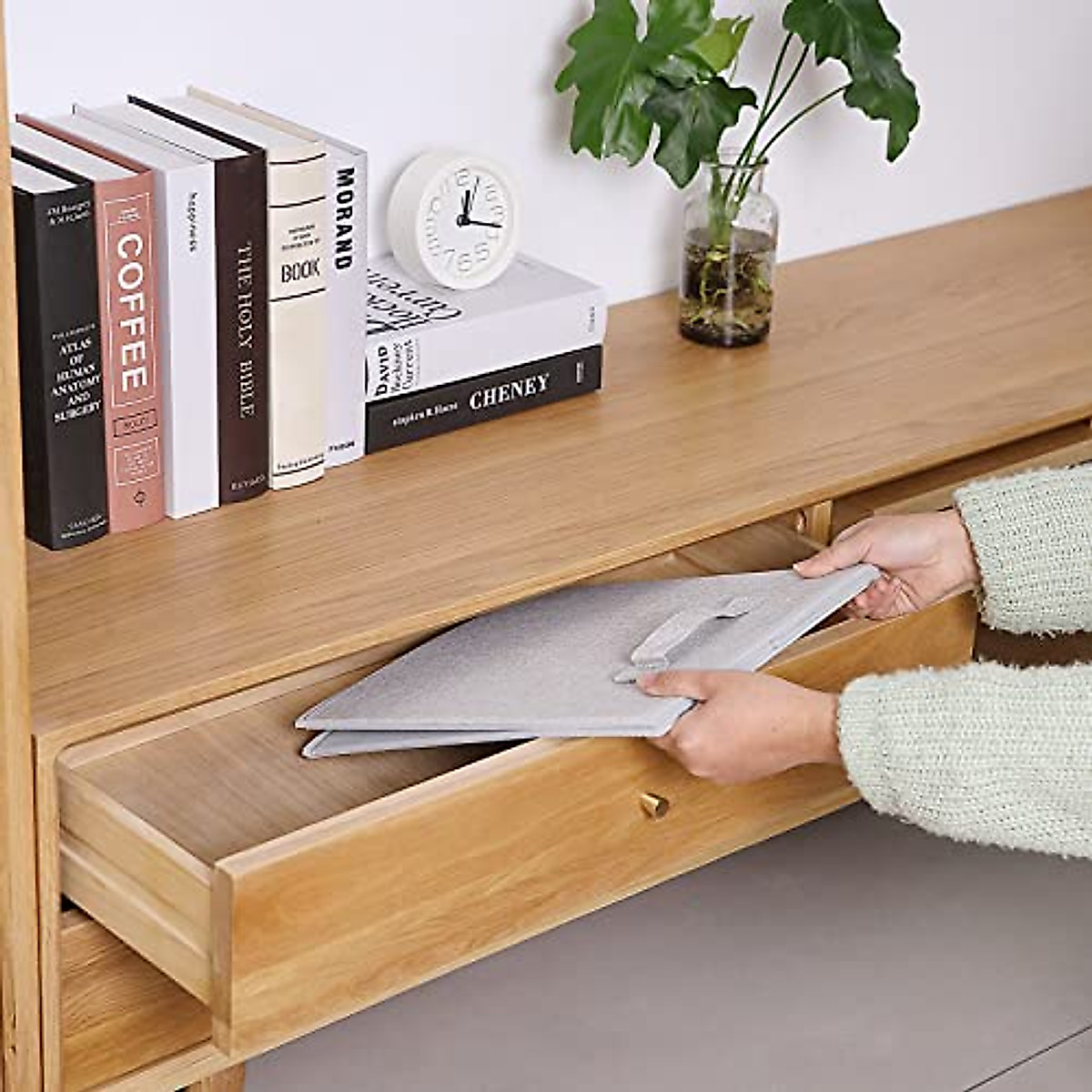 BOMKEE Collapsible Storage Bins, Closet Organizers and Storage Cubes Clothings and Toys Storage Baskets with Handles (Set of 4, 12*12*12inch)