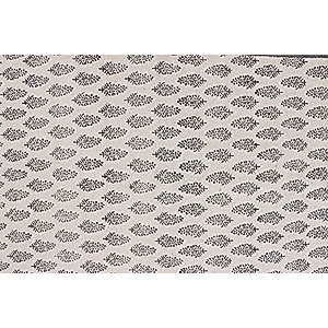 Casavani Hand Block Printed Cotton Dhurrie Striped Tassel Rug Boho Area Rug Easy Care Washable Rugs for Doormat Entryway Living Room Bedroom Hallway Balcony 6x6 Feet Square